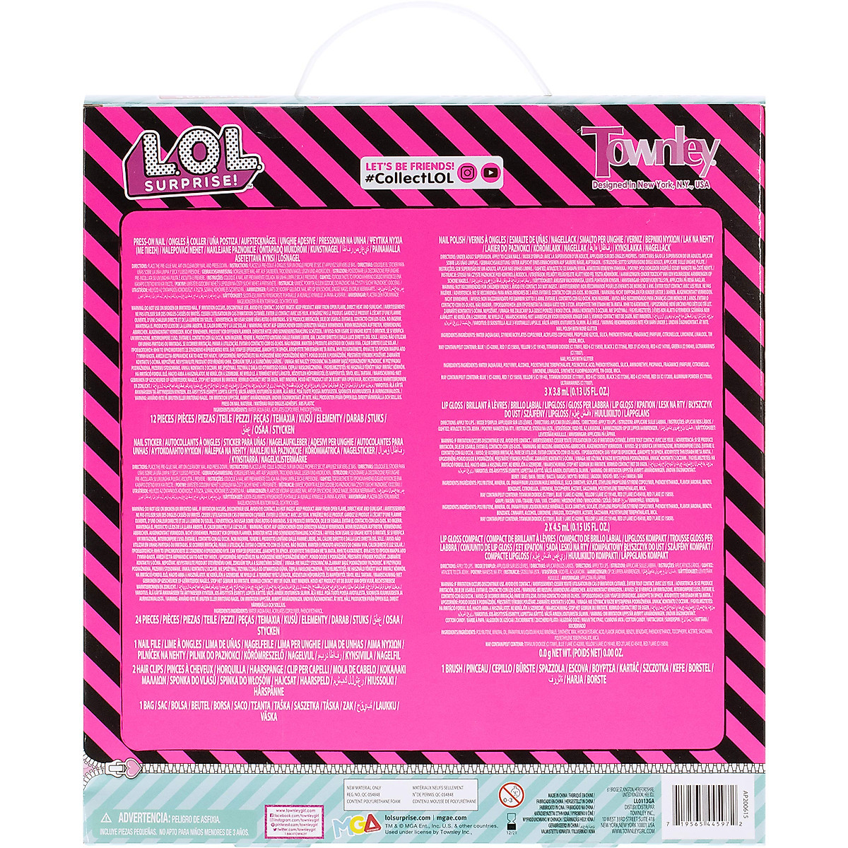 Townley Girl L.O.L Surprise Ultimate Makeover Set with over 20 Pieces, Including Lip Gloss, Nail Polish, Press-On Nails, Nail Stickers and Reversible Sequin Bag, Ages 5+