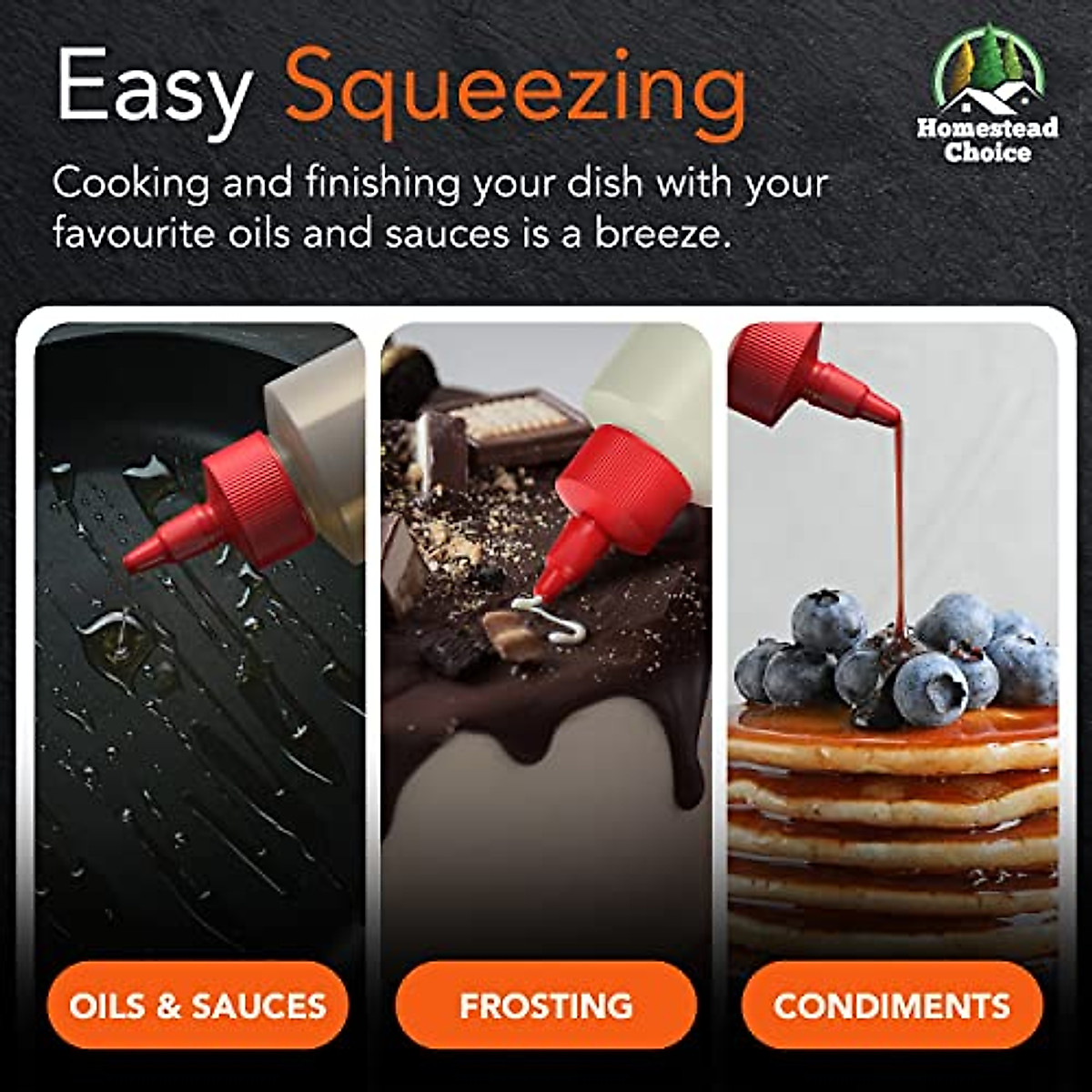 6-pack Plastic Squeeze Condiment Bottles 16-Ounce with Red Twist-Cap Set of 6 16-oz (Perfect for Syrup, Sauce, Ketchup, BBQ, Condiments, Dressing, Arts and Craft, Workshop, Storage, and More)