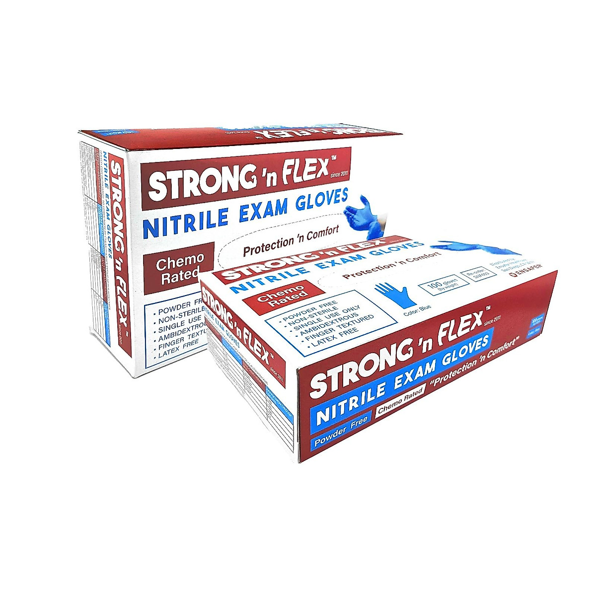 STRONG 'n FLEX Box of Medium Nitrile Exam Gloves, 100 ambidextrous gloves