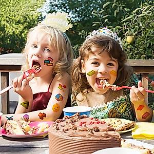 96PCS Building Block Temporary Tattoos Birthday Party Supplies Decorations Tattoos Stickers Super Cute Party Favors Kids Girls Boys Gifts Classroom School Prizes Rewards Themed