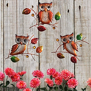 JFRISING Metal Owl Wall Art Decor Outdoor Indoor Hanging Wall Sculpture Metal Decorations for Home Garden Bedroom Living room Bathroom , 3 Pack