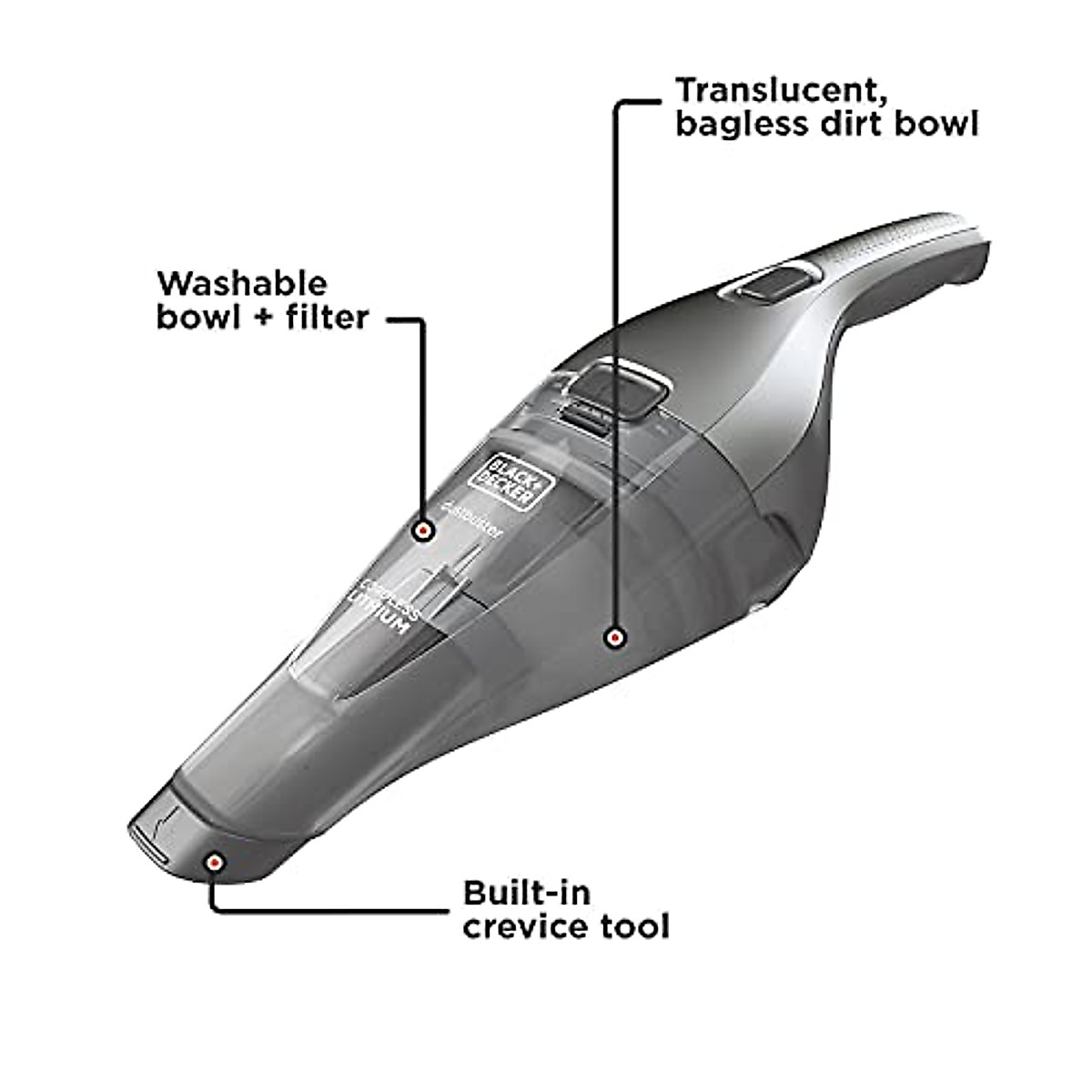 BLACK+DECKER Dustbuster Handheld Vacuum, Cordless, Dark Grey (HNVC220BCZ01)