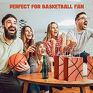 24 Pieces Basketball Party Favor Bags Basketball Present Goodie Bags Basketball Treat Candy Bags Sports Themed Paper Bags for Birthday Party Favors Supplies Decorations