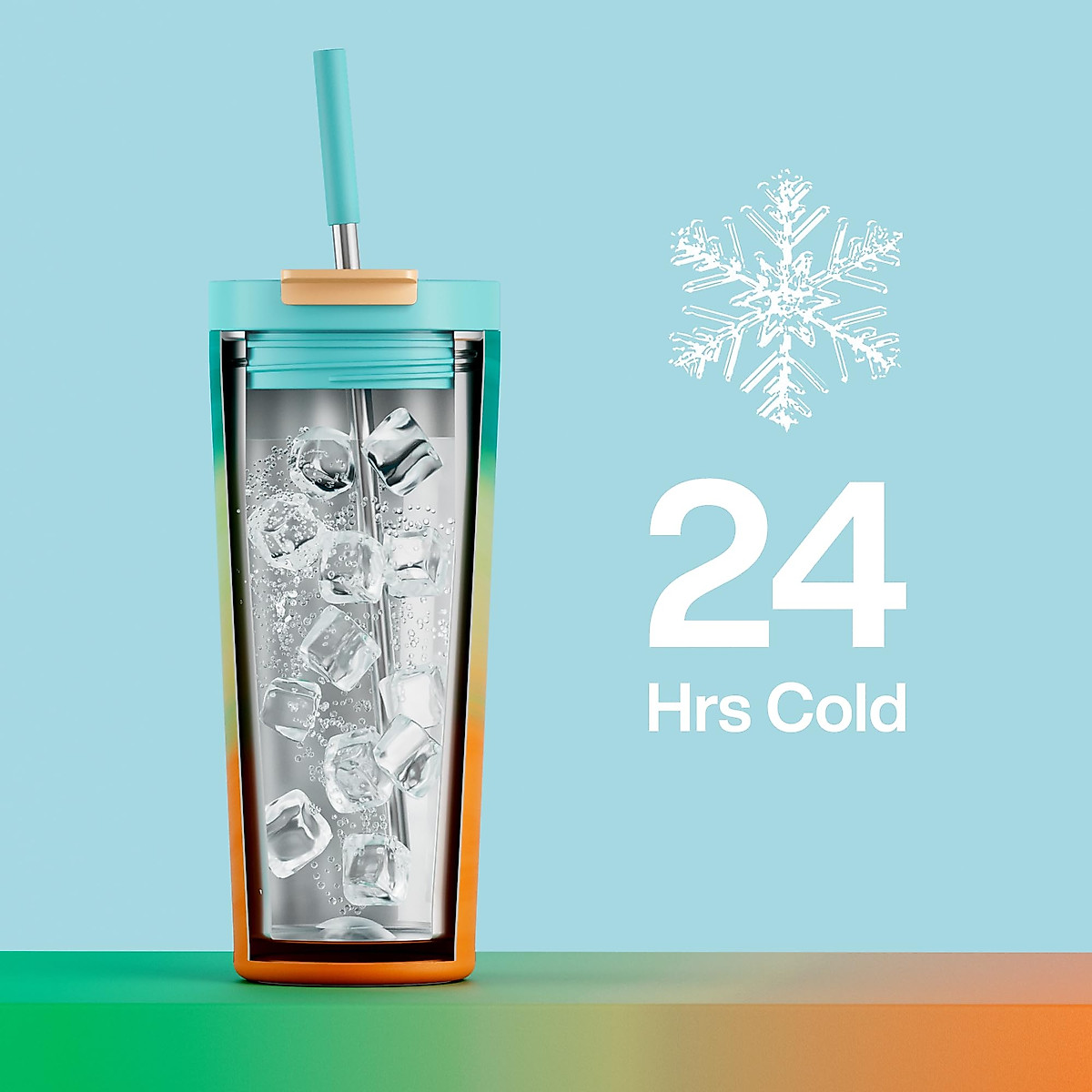 ENCOOL 24 oz Insulated Tumbler with Lid and Straw, 100% Leakproof Travel Coffee Mug, Stainless Steel Coffee Tumbler, Keeps Cold for 24 Hours or Hot for 8 Hours, Car Cup Holder Friendly (Avenue)