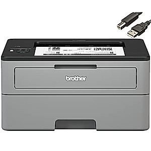 Brother Compact Monochrome Laser Printer, Duplex Two-Sided Printing, Wireless Printing, Built-in Wireless, 32ppm, 250-sheet, LCD Display, Compatible with Alexa - Bundle with JAWFOAL Printer Cable