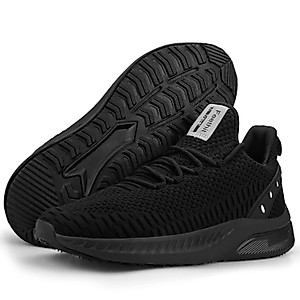 Feethit Mens Slip On Walking Shoes Blade Tennis Shoes Non Slip Running Shoes Lightweight Workout Shoes Breathable Mesh Fashion Sneakers All Black Size 10