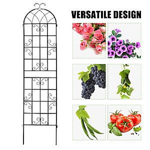ZBPRESS 4 Pack 86.2x19.7in Metal Garden Trellis for Climbing Plants,Black Metal Garden Trellis for Vines Plant Rose Vegetable Support,Large Decorative Outdoor Trellis