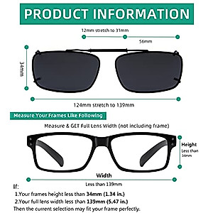 Eyekepper Metal Frame Rim Polarized Lens Clip On Sunglasses 56 * 34MM Grey Lens