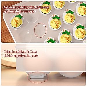 Newness Deviled Egg Containers with Lid, (Set of 2), Plastic Egg Platter for 48 Devil Eggs, Clear Storage Deviled Egg Carrier, Fridge Stackable Countertop Portable Egg Tray