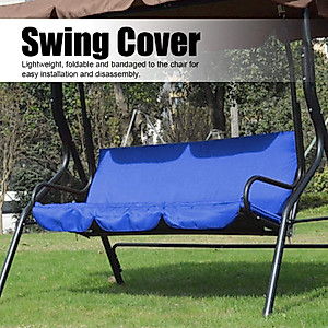 Keenso Swing Seat Cover, 3 Seat Premium 190T Polyester Taffeta Swing Cushion Cover Outdoor Waterproof Swing Chair Cover for Patio Courtyard Garden 59.1 x 19.7 x 3.9in(Dark Blue)