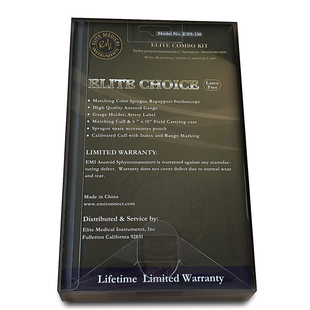 EMI Royal Blue Sprague Rappaport Stethoscope and Aneroid Sphygmomanometer Manual Blood Pressure Set Kit - #330