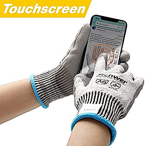 Schwer 6 Pairs Cut Resistant Gloves ANSI A6 Cut Proof Work Gloves, Touchscreen, for Men and Women Used to Woodworking, Glass Cutting, Construction, Cargo Handling, Material Sorting, Car Repair（M）
