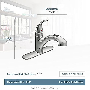 Moen Integra Spot Resist Stainless One-Handle Pullout Kitchen or Laundry Faucet Featuring Power Clean with Optional Deckplate, 67315SRS