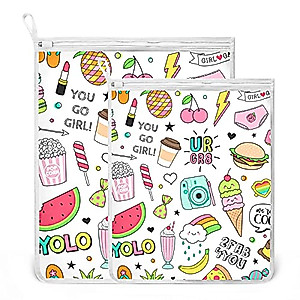 Cute Fun Doodles Laundry Mesh Bag Delicates Lingerie Laundry Wash Bag Heavy Duty with Zipper Bra Laundry Bags for Women Men Students Colleage