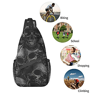 Cool Skull Crossbody Sling Backpack For Men Women,Shoulder Chest Daypack Bag For Travel Hiking