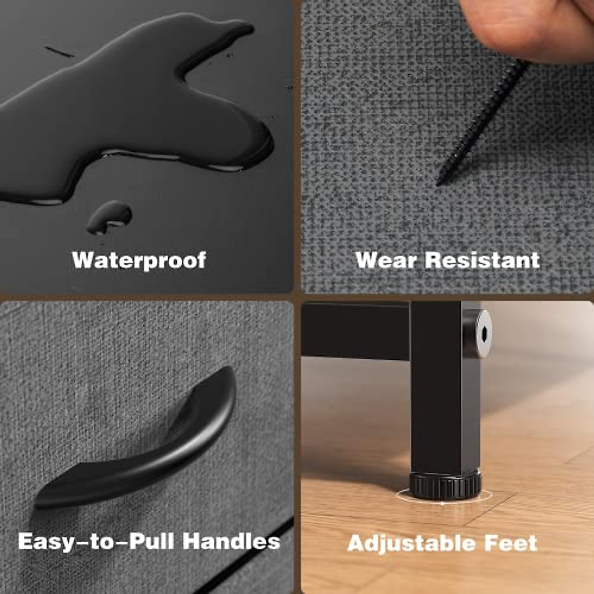 Dresser - Dresser for Bedroom Drawer Dresser Organizer Storage Drawers Fabric Storage Tower with 8 Drawers, Chest of Drawers with Fabric Bins, Steel Frame, Wood Top for Bedroom, Closet, Entryway