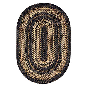 Homespice 20x30” Black Oval Braided Rug. Kilimanjaro Black Jute Oval Rug. Uses- Entryway Rugs, Kitchen Rugs, Bathroom Rugs. Reversible, Rustic, Country, Primitive, Farmhouse Decor Rug