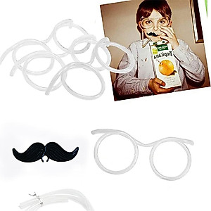 IXIGER Funny straw Glasses Flexible Drinking Straw Novelty Eyeglass Frame Bar Accessories for Birthdays,2PCS Transparent party straws,Bridal Showers,Party Supplies,Favors,Game Ideas…