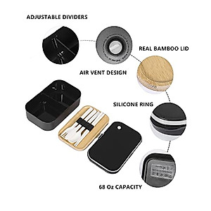 invvni Bento Box Adult Lunch Box Large Bento Boxes (68 Oz Capacity) Gifts for Women - Natural Bamboo Lid, Japanese, Microwave Safe, Dishwasher Safe, Bpa free