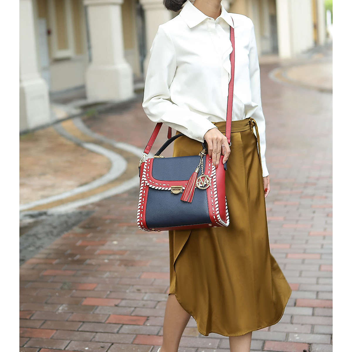 MKF Crossbody Satchel Bags for Women – PU Leather Shoulder Pocketbook Handbag – Lady Top Handle Tote Purse Black