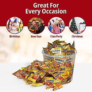 Easter Candy Haribo Gold Bears Gummi Candy - Haribo Gummy Bears Individually Wrapped for Holidays Stocking, Pineapple, Strawberry, Lemon, Orange, and Raspberry Flavors, 100 Mini Bags