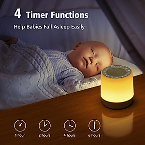 White Noise Machine, ZEALOT Sleep Sound Machine with 20 Soothing Sounds, 6 Colors Night Light, 4 Timers Adjustable for Babies Sleep, 3-in-1 Bluetooth Speaker for Adult, Kids, Babies