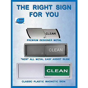 Metal Dishwasher Magnet Clean Dirty Sign in Stainless Steel - Unique and Stylish Look (Silver w/Black Lettering)