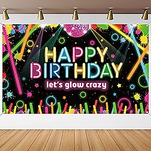 Neon Birthday Party Decorations Supplies Let Glow Party Banner Backdrop Decorations Neon Glow Themed Birthday Party Photo Booth Props Sign Supplies Indoor and Outdoor