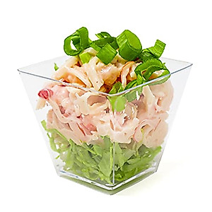 CMJJ Gourmet Inc. 50ct Tiny 2oz Mini Pyramid Plastic Dessert Cups Professional-Grade Recyclable Disposable Party Cups and Mini Appetizers Dessert Shooter Cups Small Serving Plastic Cups