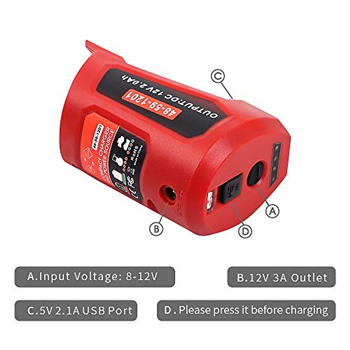 Jialitt USB Power Source Power Adapter Charger for Milwaukee 12V M12 Lithium-ion Battery