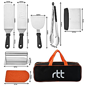 Griddle Spatula Heavy Duty Flat Top Grill Accessory Tool Kit with Griddle Spatula Chopper Scraper Tong Blackstone Cleaning Tool Accessories 10 Pcs