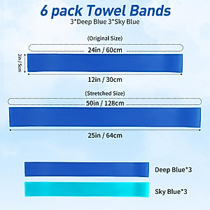 Vexqhovgalo Towel Bands 6 Pack - Towel Craber Rubber Chair Clips Towel Holder for Pool Beach and Cruise Chairs, Elastic Windproof Cruise Ship Essentials (12 x 2 Inch)