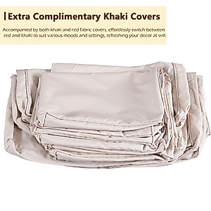 HOMREST 7 Piece Patio Furniture Set, PE Rattan Sectional Sofa, High Back Outdoor Furniture Set, Wicker Patio Conversation Set with Cushion and Glass Table for Garden, Backyard, Poolside(Khaki+Red)