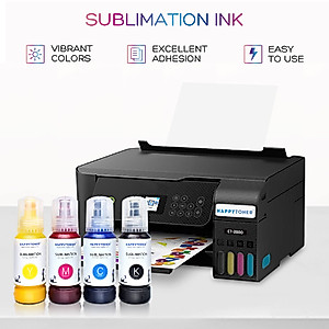 HAPPYTONER Sublimation Ink for Epson 2800 ecotank ET-3750 ET-3760 ET-3830 ET-4850 ET-4750 ET-2760 ET-2700 ET-4760 ET-15000 ST-2000 Heat Press Transfer on T-Shirt Mug (Upgrade Version/Anti-UV)