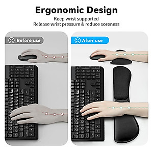 ZIBLY Gel Memory Foam Wrist Rest Keyboard and Mouse Set - Ergonomic Anti-Skid Non Slip Cushion Mouse Pad Wrist Support - Easy Typing, Pain Relief for Work from Home Gaming Computer Laptop