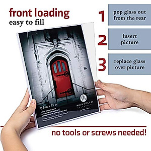 Mantello Front Loading White Picture Frame 8.5x11 - Set of 6 - Table Desk Wall hanging For Artwork - Certificates Diplomas - Family Gallery Multi Photo Frame