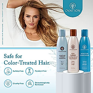 Ovation Hair Moisture Cell Therapy 6 oz System - Moisture Shampoo and Conditioner, Cell Therapy Hair & Scalp Treatment - Hair Treatment Set to Moisturize Thick, Dry Hair