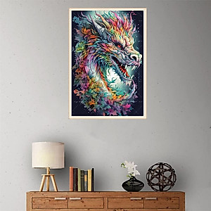 5D Diamond Art Painting Kits, Diamond Art Kits for Adults Kids, Full Drill Diamond Rhinestone Arts Craft Picture Embroidery Painting by Numbers for Home Wall Decor, 11.8 x 15.75 inch (Dragon A)