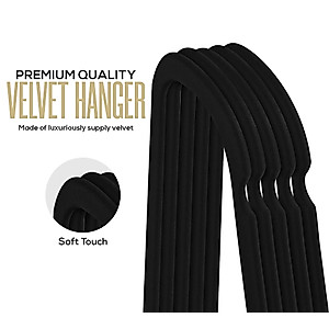 Utopia Home Premium Velvet Hangers 50 Pack - Non-Slip Clothes Hangers with Tie Bar - Black Hangers - Standard Hangers with 360 Degree Rotatable Hook - Heavy Duty Coat Hangers