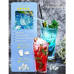ZAFRO Nugget Ice Maker Countertop, Pebble Ice Maker Machine with Self-Cleaning, 35Lbs/24Hrs, Pellet Ice Maker with Ice Basket/Ice Scoop/Ice Bag for Home/Office/Bar/Party, Black