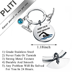 PLITI Swimming Keychain Swimming Lover Gift Keep Calm And Swim On Keyring For Swimming Lover Swim Team Inspirational Gift For Sports Lover (keep calm swim)