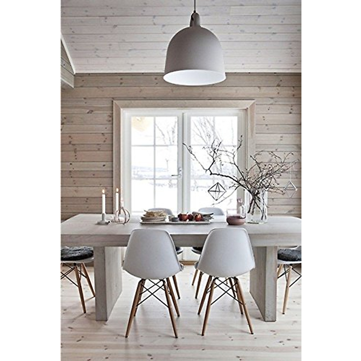2xhome Modern Plastic Side Dining Chairs No Arms with Back Natural Wood Wooden Legs, Set of 4, White, Set of 4