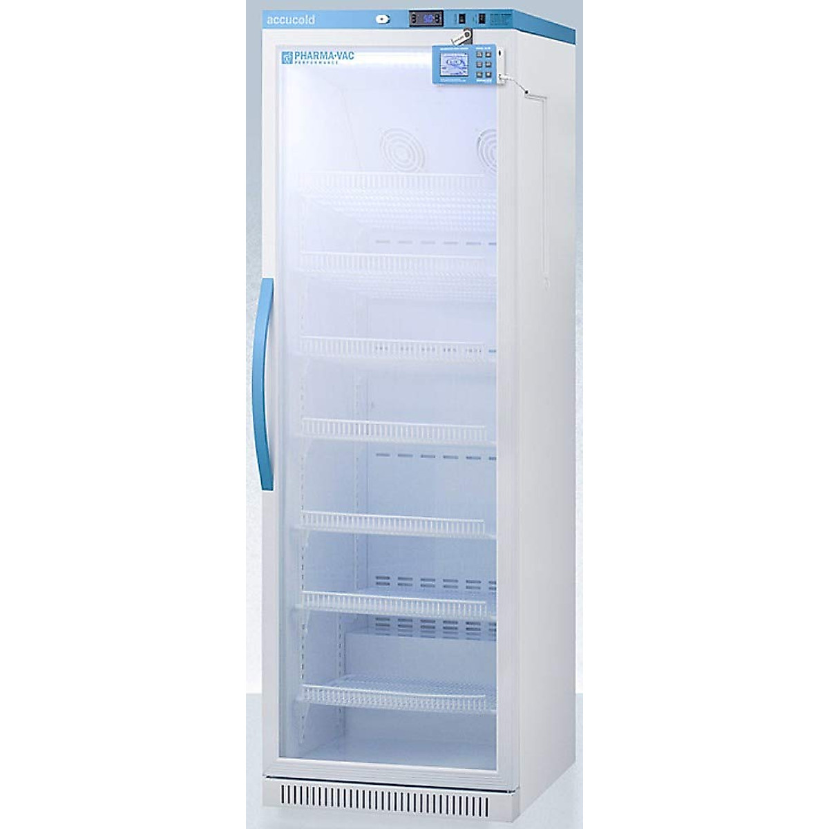 AccuCold ARG15PVDL2B 24 Upright Vaccine Refrigerator with 15 cu. ft. Capacity Plastic-Coated Wire Shelves Temperature Alarm and Factory-Installed Lock in White