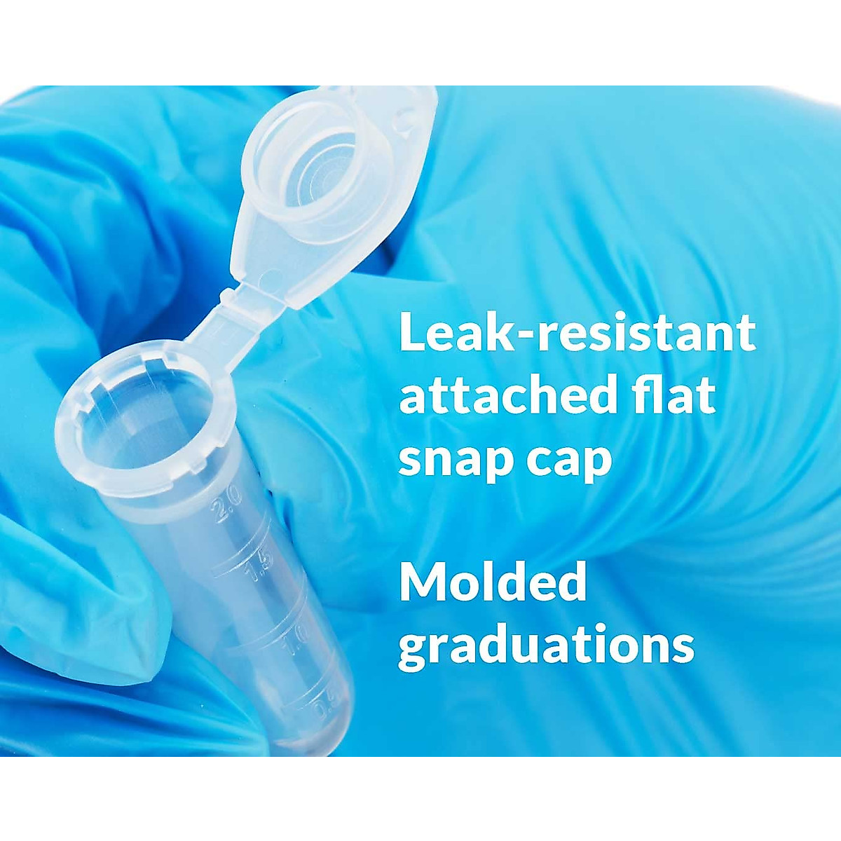 Globe Scientific 111572 Polypropylene Graduated Microcentrifuge Tube with Snap Cap, 2ml Capacity, Natural, RNase Free, DNase Free (Pack of 500)