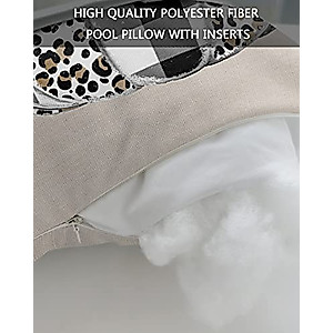 Recliner Head Pillow Ledge Loungers Chair Pillows with Insert Farmhouse Black Plaid Leopard Pumpkin Lumbar Pillow with Adjustable Strap Outside Patio Decorative Garden Cushion for Bench Couch, 2 PCS