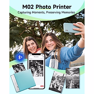 Memoking Print Pods Mini Printer - Inkless Sticker Printer Machine M02 Print Pod Bluetooth Portable Mini Printer for iPhone Thermal Pocket Printer Sticky Note Printer for Note, Photo, DIY, Scrapbook