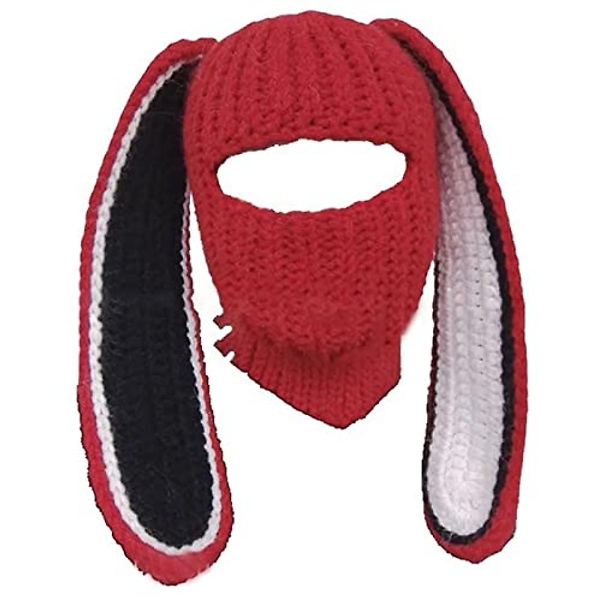 Peiiwdc Hat,Knitted Hat for Children Adult Windproof Foldable Winter Hat Cartoon Ear Shape Keep Warm Windproof Cycling Hat Jujube Red