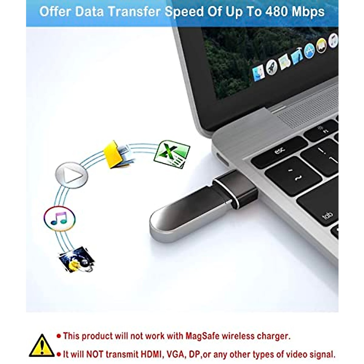 USB to USB C Adapter – 2-Pack USB to C Adapter – Female to Male Power Adapter – USB C Adapter for Charging and Data Transfer – Compact USB Converter Compatible with iPhone, Samsung, AirPods