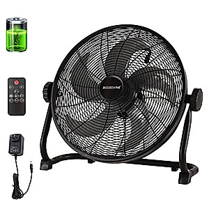 Rechargeable Cordless Floor Fan,16-Inch,Cordless Outdoor Fan, Industrial Fan,Air Circulating Fan ith 360-Degree Tilt,High Velocity Electric Industrial and Home Floor Fan for Camp, Commercial,Office …