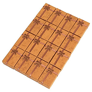 Jewelry Gift Box Set with Lids and Ribbon Bows (Brown, 2 x 3 x 1 In, 16 Pack)